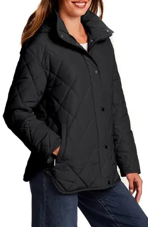 Gallery Quilted Stand Collar Jacket - Black