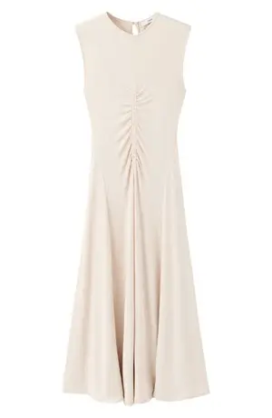 Mango Sleeveless Ruched Midi Dress - Sand