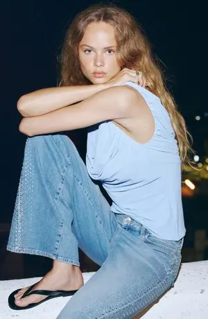 Mango Sparkly Wide Leg Jeans