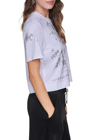 Dkny Rhinestone Logo T-shirt - White