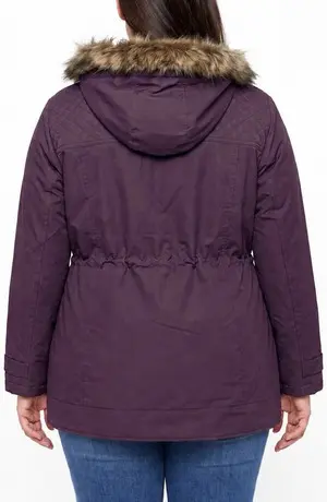 Gallery Faux Fur Trim Hooded Parka - Blackberry