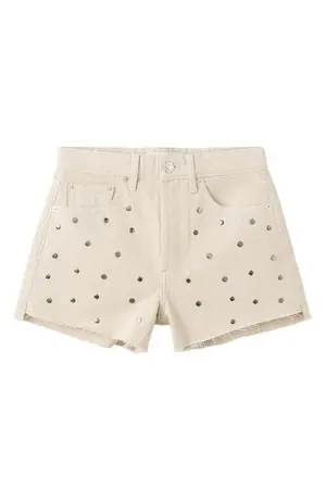 Mango Stud Denim Shorts - Sand