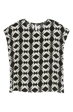 APNY Print Cap Sleeve Shell - Midnight/ivory