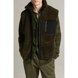Vince Faux Fur Sherpa Zip Vest - Dark Leaf