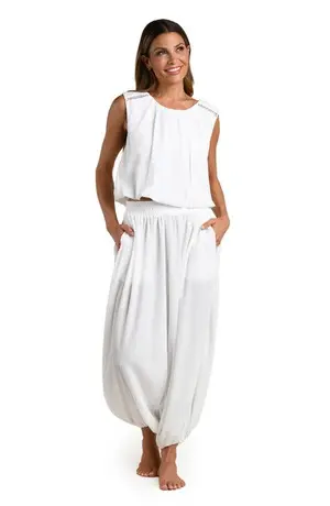 La Blanca Puckered Up Sleeveless Cover-up Top - White
