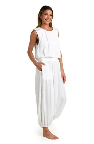 La Blanca Puckered Up Sleeveless Cover-up Top - White