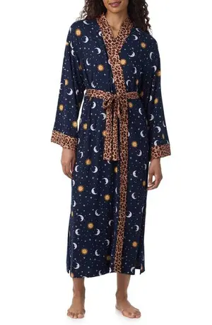 ROOM SERVICE Print Long Robe - Blue Prt
