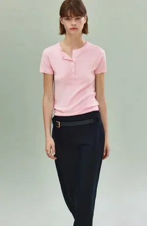 Mango Fine Knit Henley Sweater