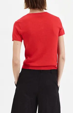 Mango Fine Knit Henley Sweater - Red