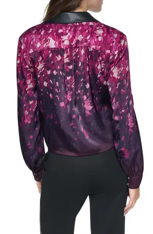 Dkny Abstract Print Long Sleeve Woven Shirt
