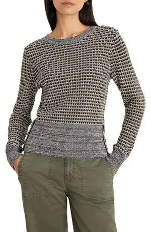 NIC+ZOE Marled Crewneck Sweater - Blue Multi