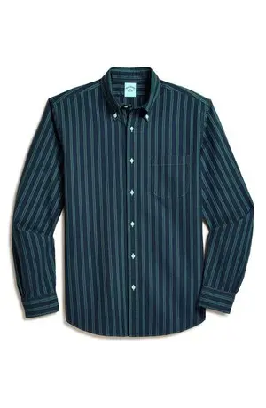 Brooks Brothers Friday Stripe Cotton Oxford Cloth Button-down Shirt