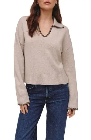 Bella Dahl Contrast Stitch Merino & Cashmere Sweater - Chalet