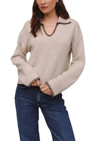 Bella Dahl Contrast Stitch Merino & Cashmere Sweater
