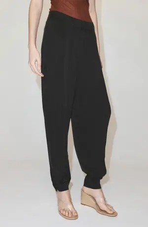 Mango Pleated Baggy Cupro Blend Pants - Black