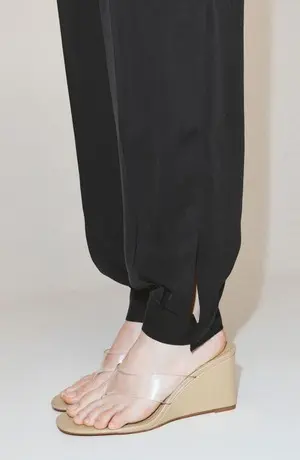 Mango Pleated Baggy Cupro Blend Pants - Black