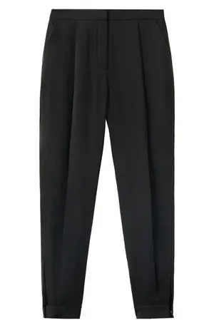 Mango Pleated Baggy Cupro Blend Pants - Black