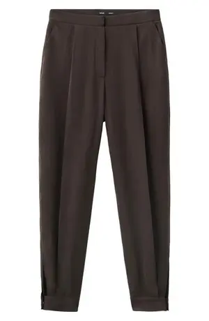 Mango Pleated Baggy Cupro Blend Pants - Chocolate
