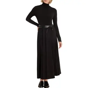NIC+ZOE Victoria Long Sleeve Turtleneck Dress - Black Onyx