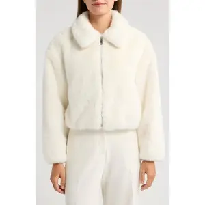 CECE DUPRAZ Zip Front Faux Fur Jacket