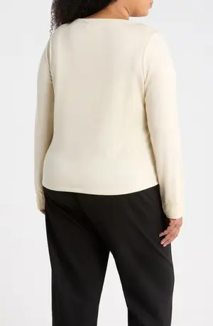 CITY BLUES Boat Neck Top With Lace Cuffs