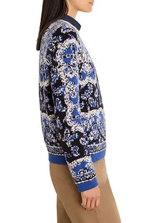 NIC+ZOE Bandana Jacquard Crewneck Sweater