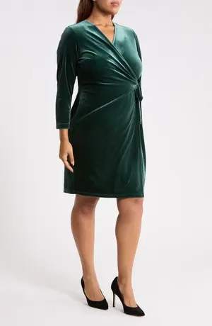 Anne Klein Velvet Wrap Dress