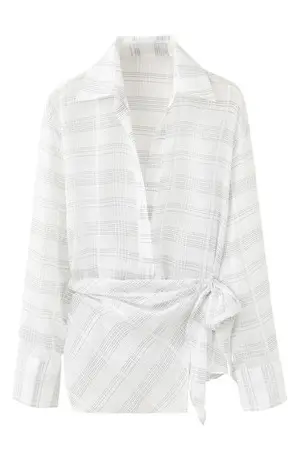 Mango Check Oversize Tie Side Top