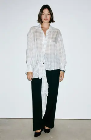 Mango Check Oversize Tie-side Shirt