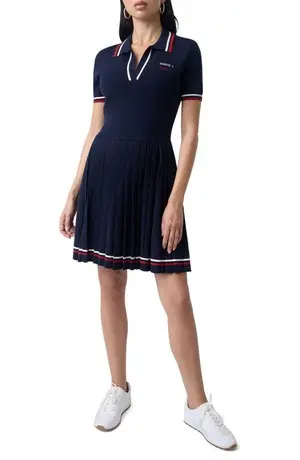 Guess Marilyn Short Sleeve Polo Sweater Dress - Navy