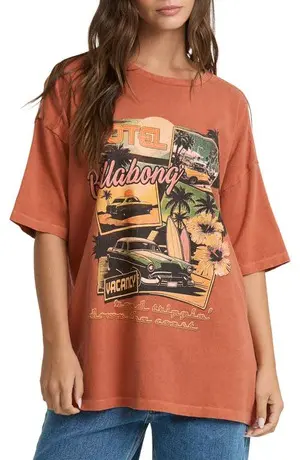 BILLABONG On The Road Cotton Graphic T-shirt - Hazel