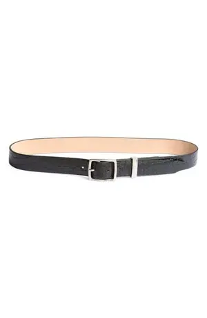 Rag & Bone X Boyfriend Croc Embossed Leather Belt - Black