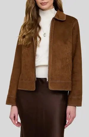 ZOE AND CLAIRE Faux Suede Utility Jacket