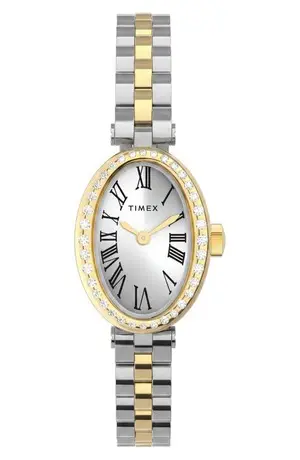 Timex® Cavatina Crystal Bezel Bracelet Watch - Silver