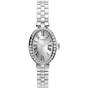 Timex® Cavatina Crystal Oval Link Bracelet Watch - Silver
