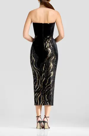 Dress The Population Viviana Sequin Velvet Cocktail Midi Dress