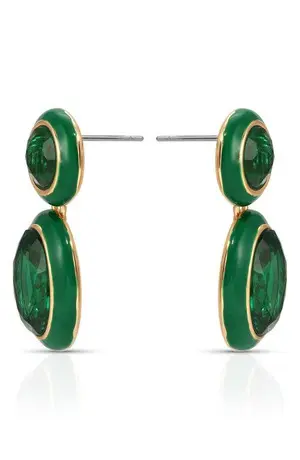Ettika Duet 18k Gold Plate Cubic Zirconia Drop Earrings - Green