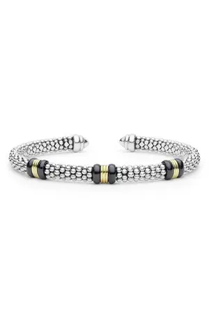 Lagos Signature Caviar Gold & Black Ceramic Cuff Bracelet - Two-tone