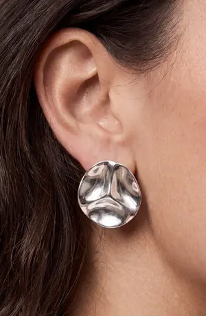 Ettika Molten Disc Stud Earrings - Silver