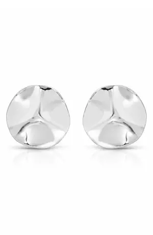 Ettika Molten Disc Stud Earrings - Silver