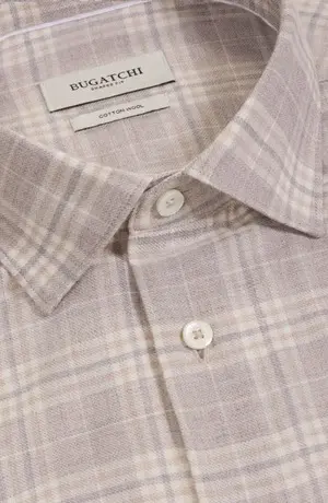 Bugatchi Axel Plaid Cotton & Wool Button Up Shirt