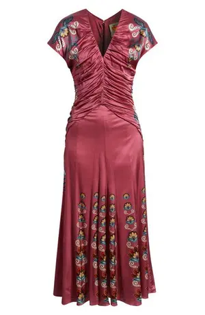 Farm Rio Embroidered V-neck Maxi Dress