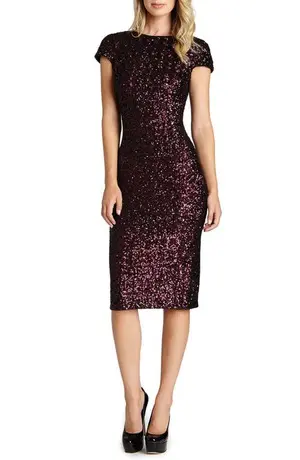 Dress The Population Marcella' Open Back Sequin Body-con Dress - Wine