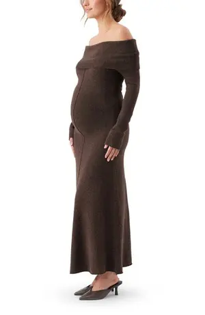 RIPE MATERNITY Tyla Off Shoulder Knit Maternity Dress