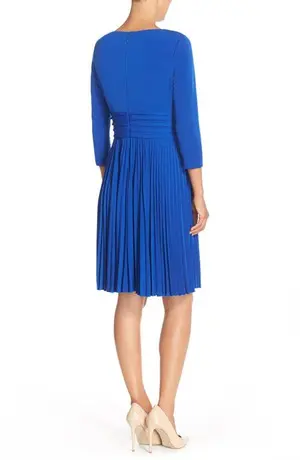 Eliza J Pleated Jersey Fit & Flare Dress
