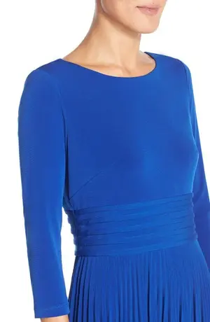 Eliza J Pleated Jersey Fit & Flare Dress