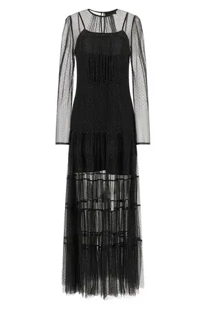 Twin-set Lamé Thread Tulle Maxi Dress