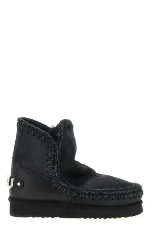 Mou Eskimo 18 Rhinestone Logo Suede Ankle Boots