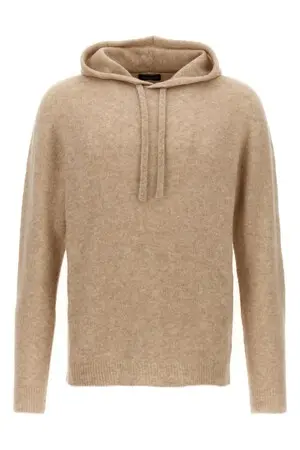 ROBERTO COLLINA Cashmere Blend Hooded Sweater - Beige