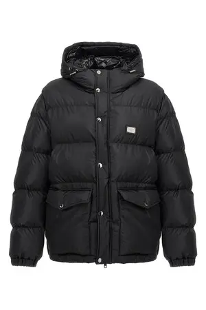 Dolce & Gabbana Quilted Logo Plate Down Jacket